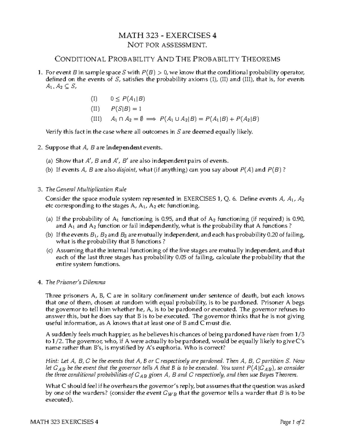 Math323-2021-Ex4 - exercise - MATH 323 - EXERCISES 4 NOT FOR ASSESSMENT ...
