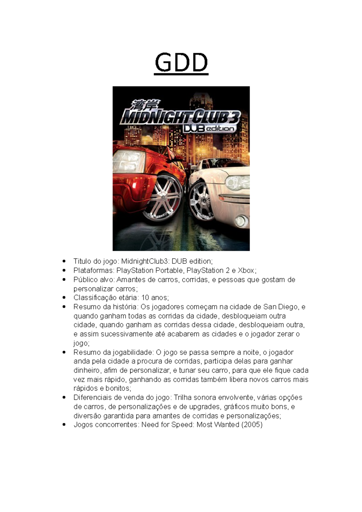 Gdd - EAD - Dica para fazer um GDD de um game - GDD Titulo do jogo ...