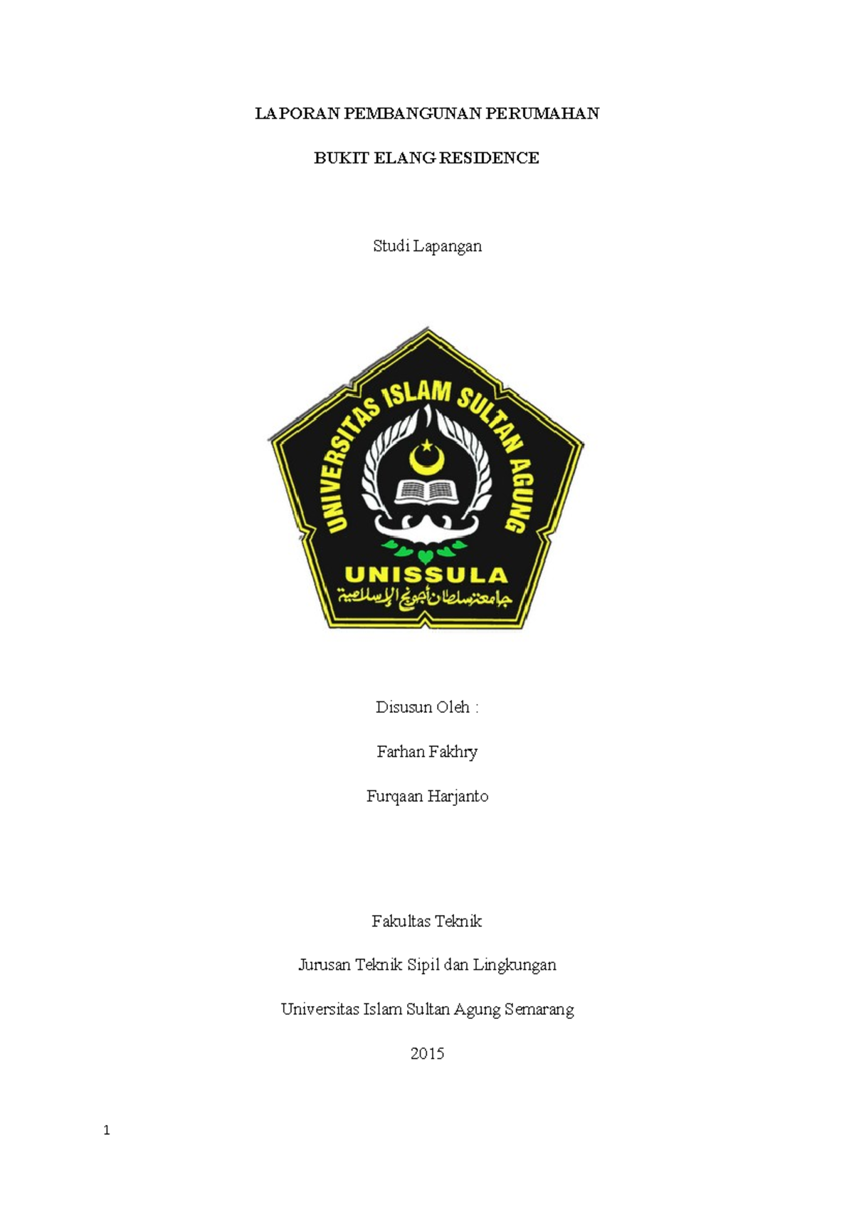 Laporan Survey Pembangunan Perumahan - LAPORAN PEMBANGUNAN PERUMAHAN ...