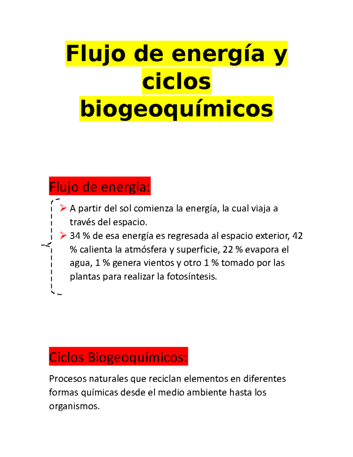 Ambiente actividad 2 - Flujo de energía y ciclos biogeoquímicos Flujo de energía: A partir del ...