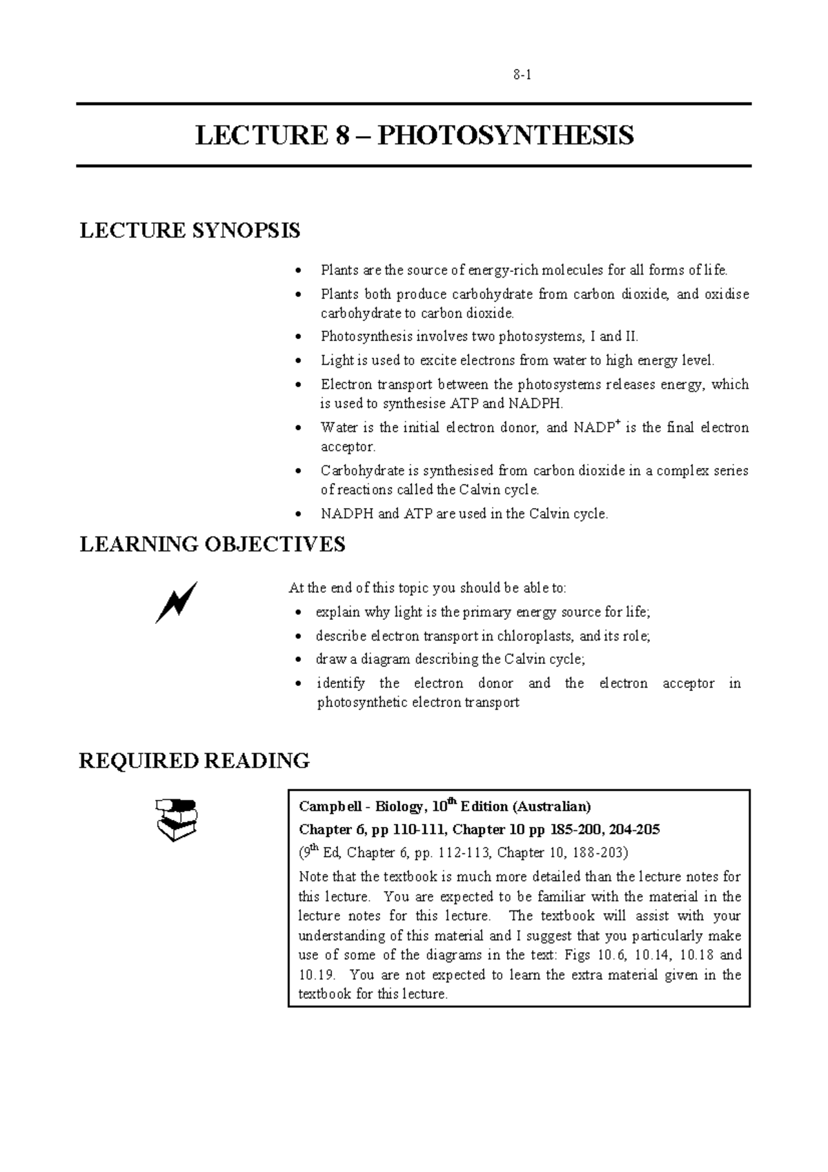 Biol110 lecture 08 2015 - LECTURE 8 – PHOTOSYNTHESIS LECTURE SYNOPSIS ...