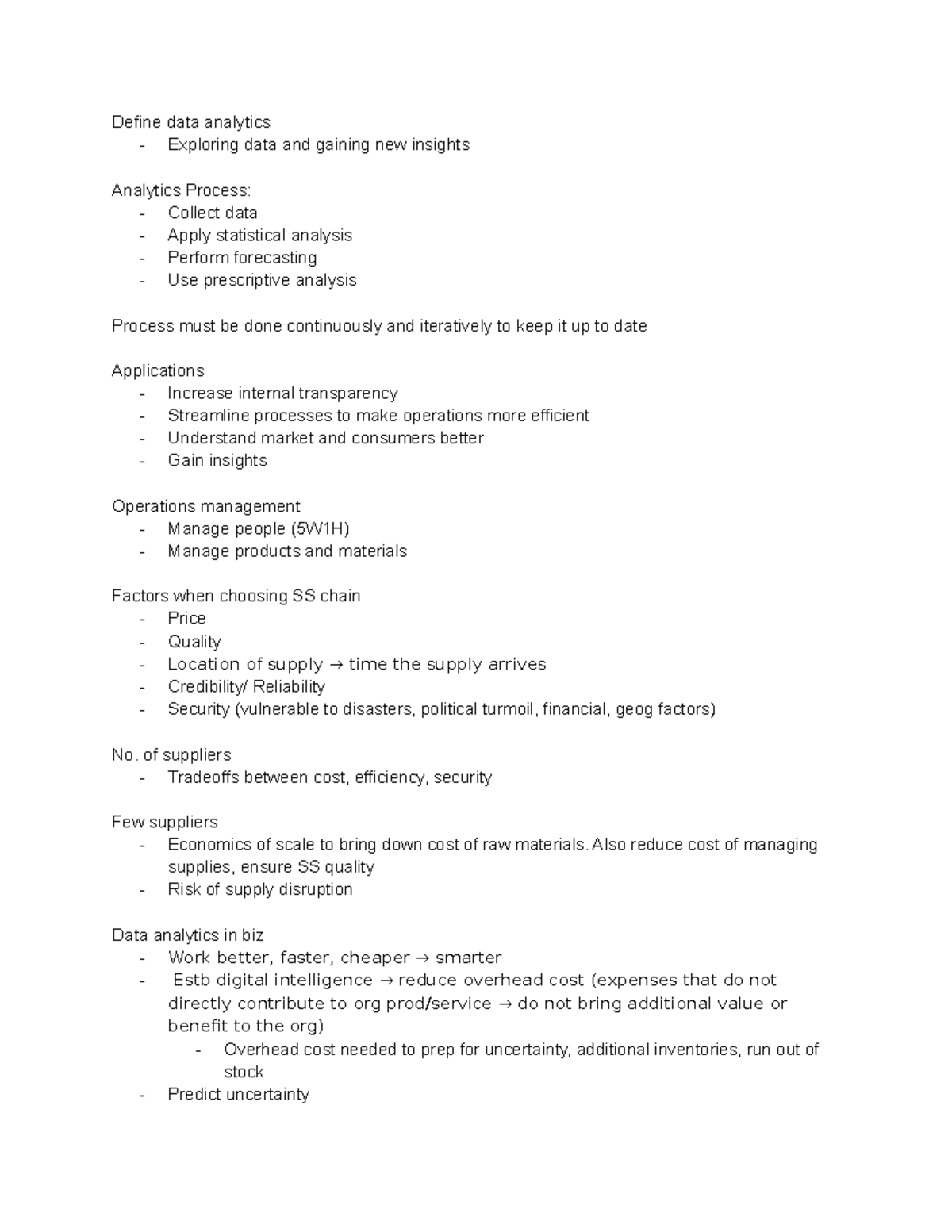 BPM1705 - Data Analytics Notes - Define data analytics - Exploring data ...