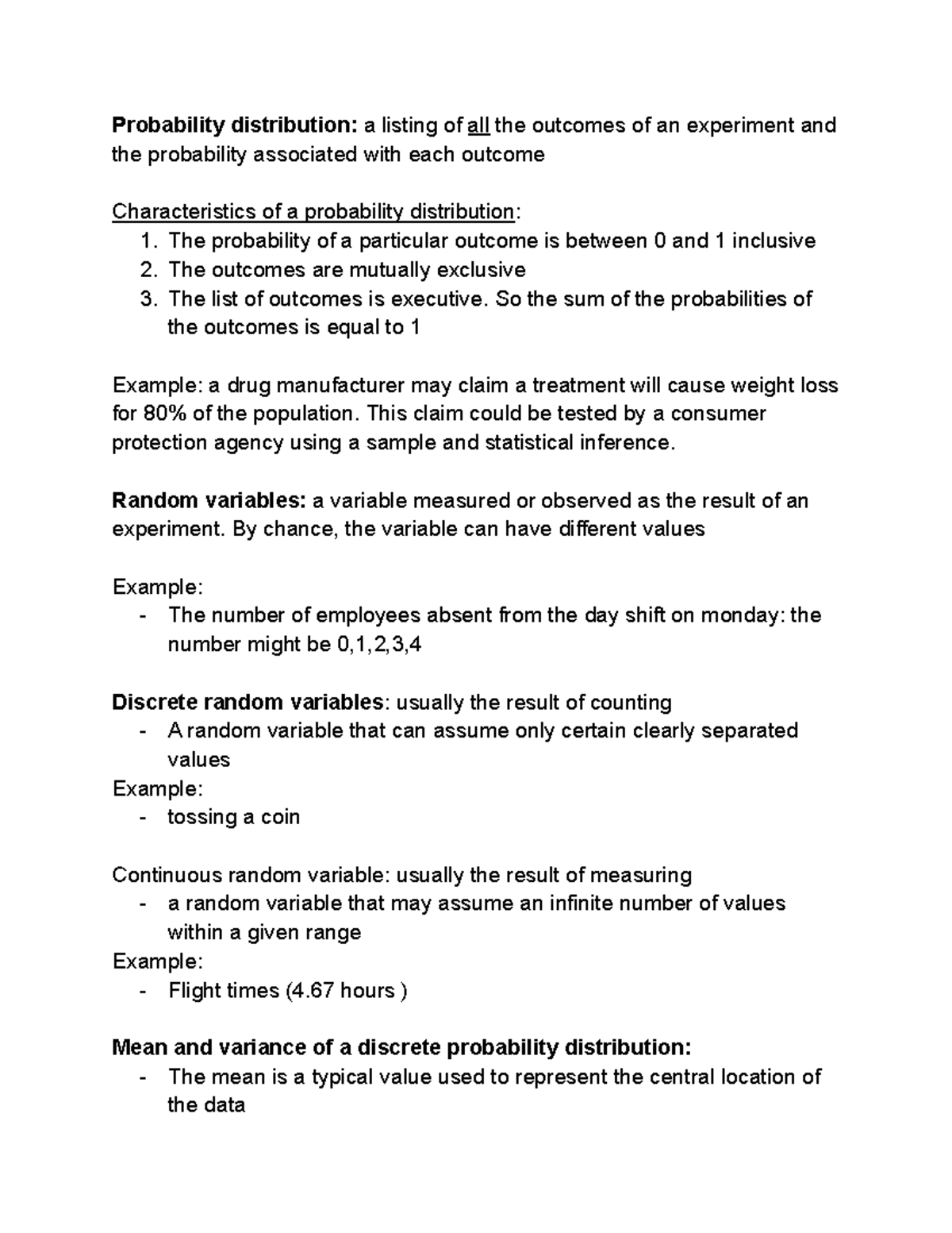 Probability distributions - The probability of a particular outcome is ...
