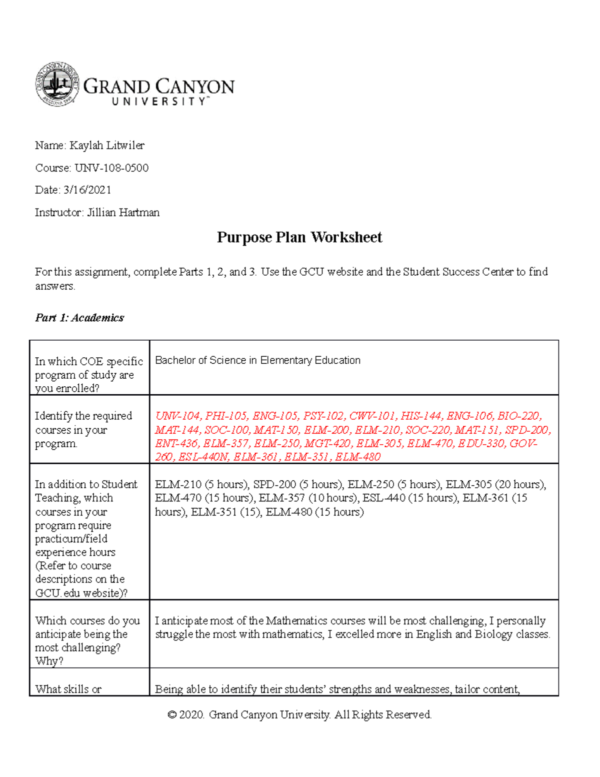 UNV-108 T4-Purpose Plan Gen Ed - ECE 230 - GCU - Studocu