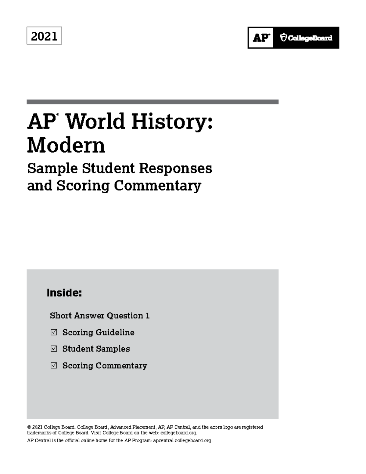 Ap21 apc world history saq1 - 2021 AP ® World History: Modern Sample ...