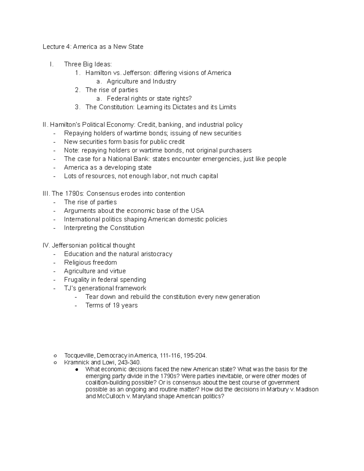 9 22 American Political Thought Notes - Lecture 4: America as a New ...