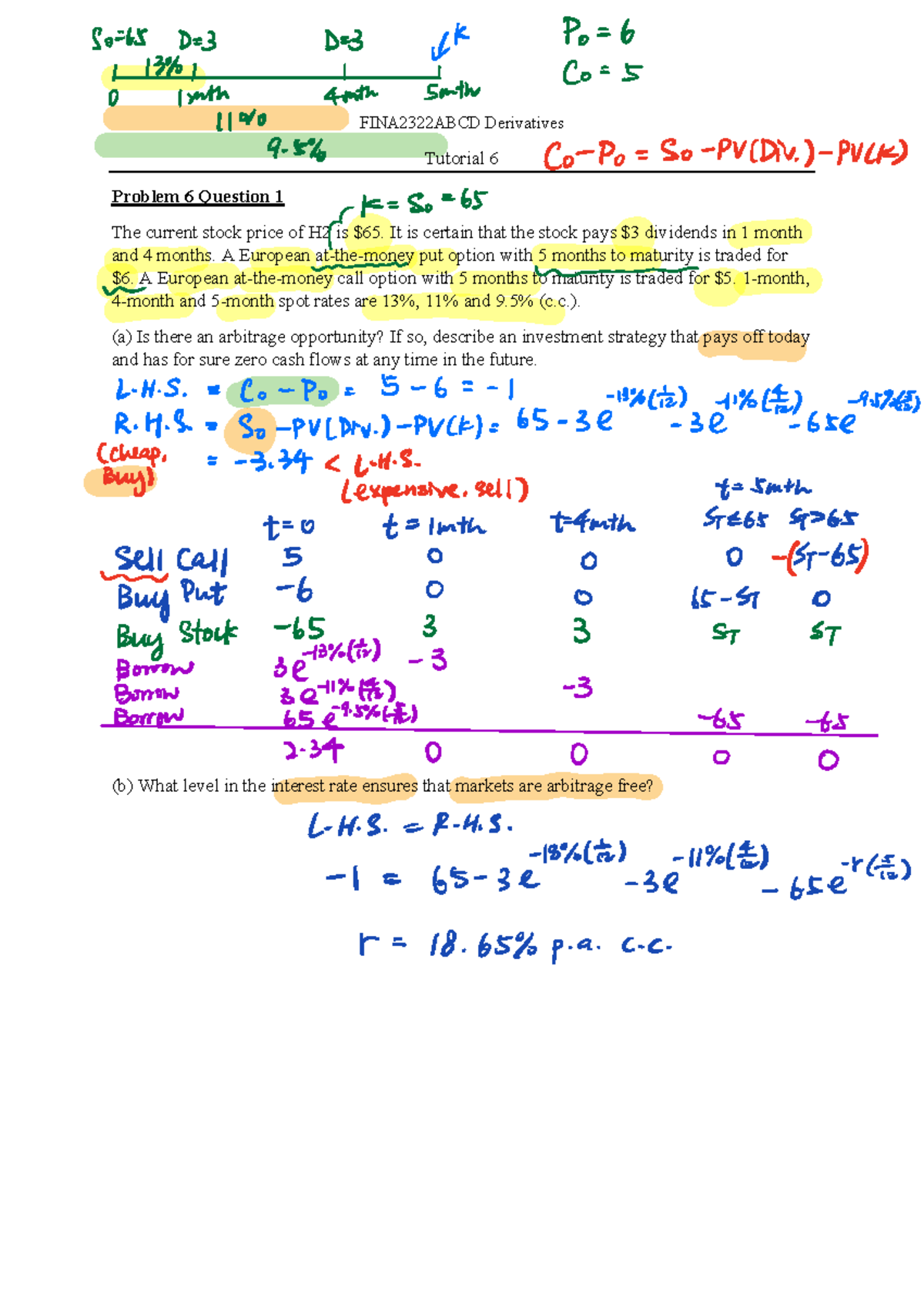 Basic Calculus - FINA2322 Tutorial 6 exercises notes 2021 ...
