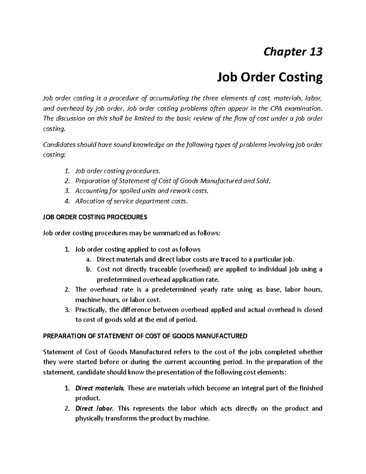 Job order costing ch13 guererro - Chapter 13 Job Order Costing Job ...
