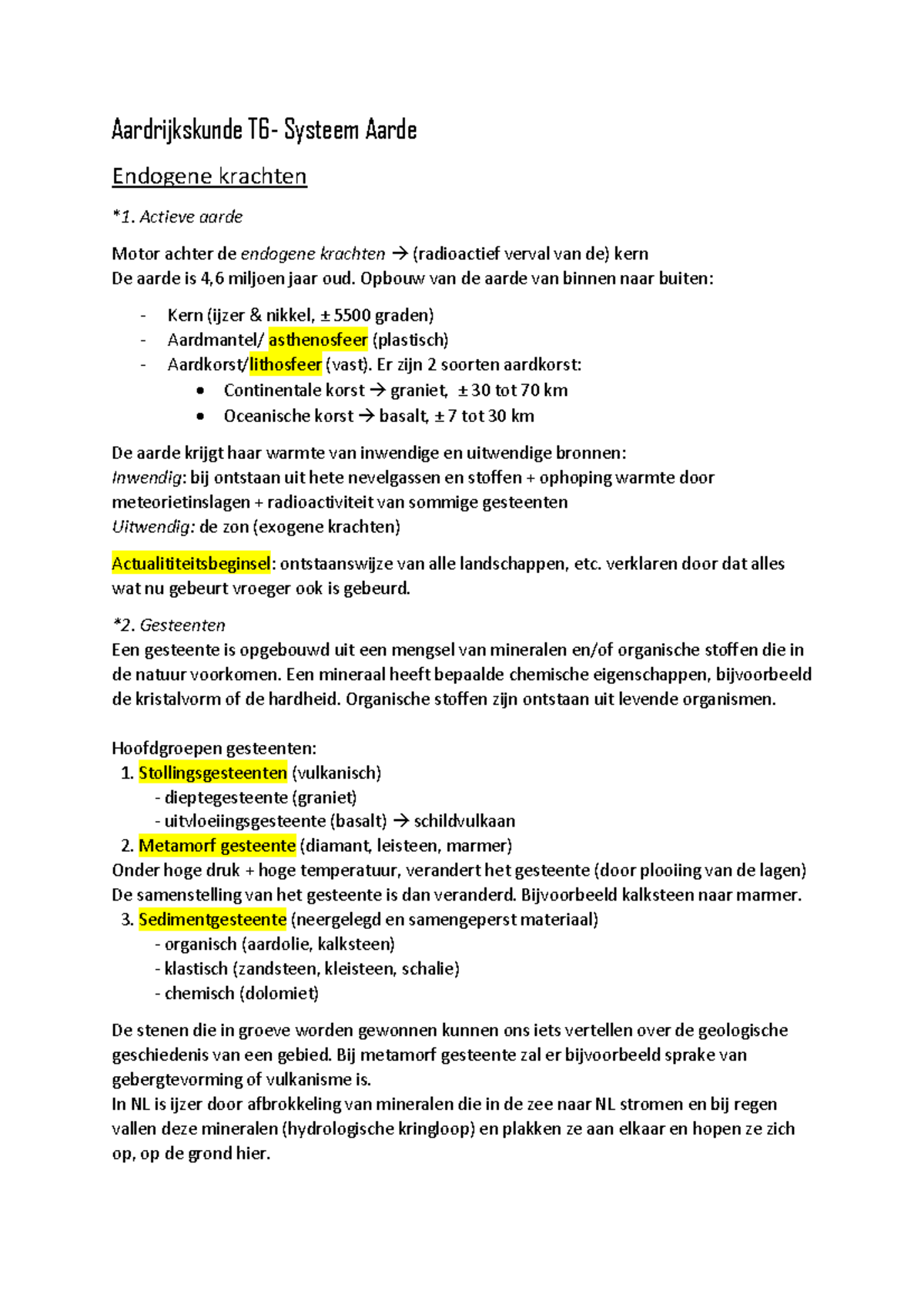 Aardrijkskunde T6 - systeem aarde - Aardrijkskunde T6- Systeem Aarde ...
