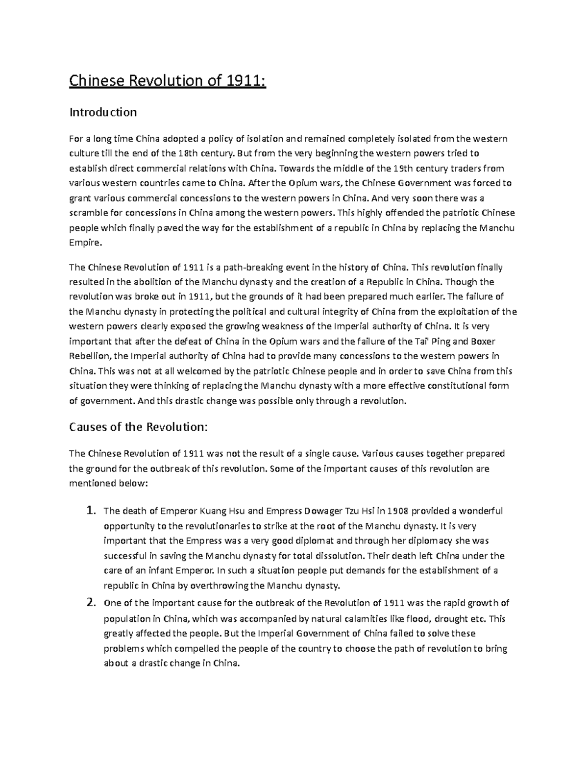 Chinese Revolution of 1911 - Chinese Revolution of 1911: Introduction ...