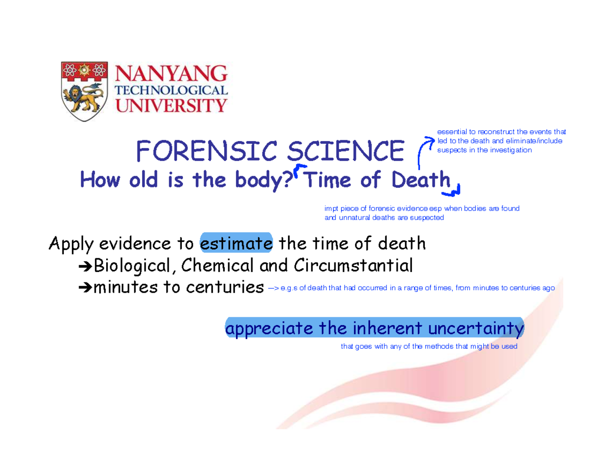 3 - Time of Death (with annotations) - FORENS I C S CI ENCE How old is ...
