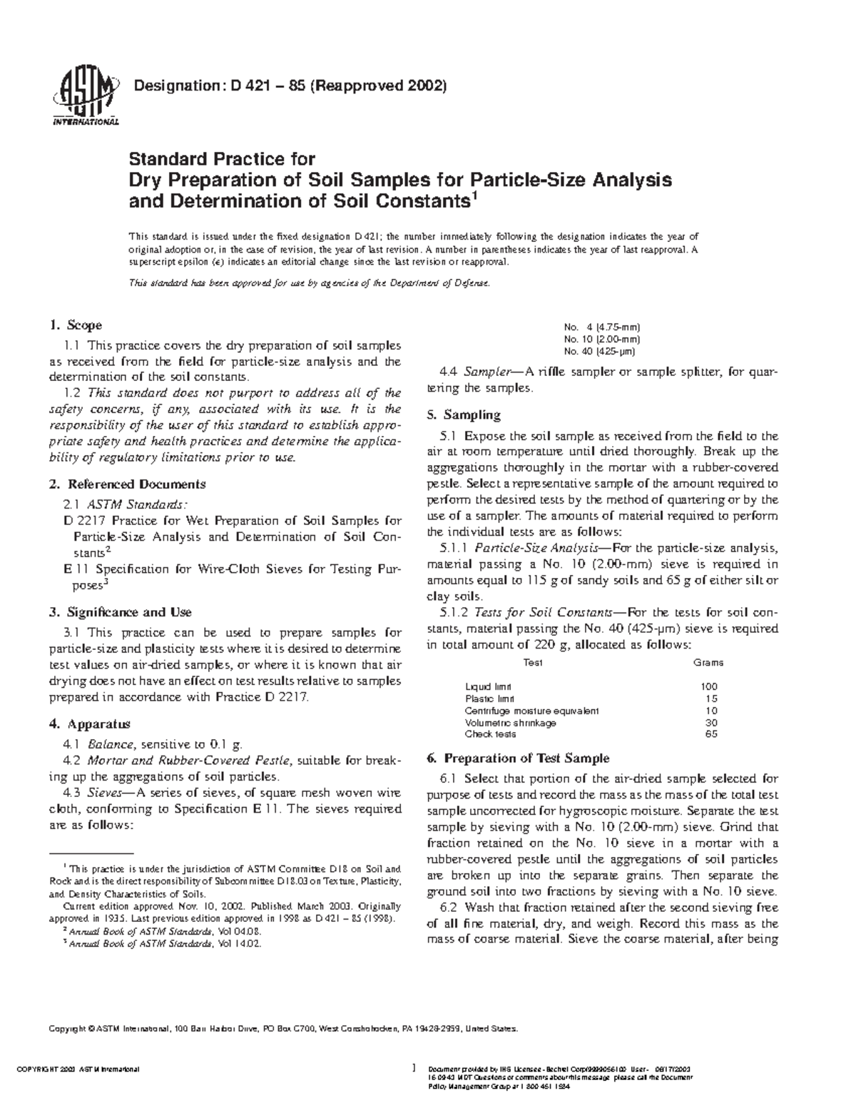 Astm-d421 compress - asasa - Designation: D 421 – 85 (Reapproved 2002 ...