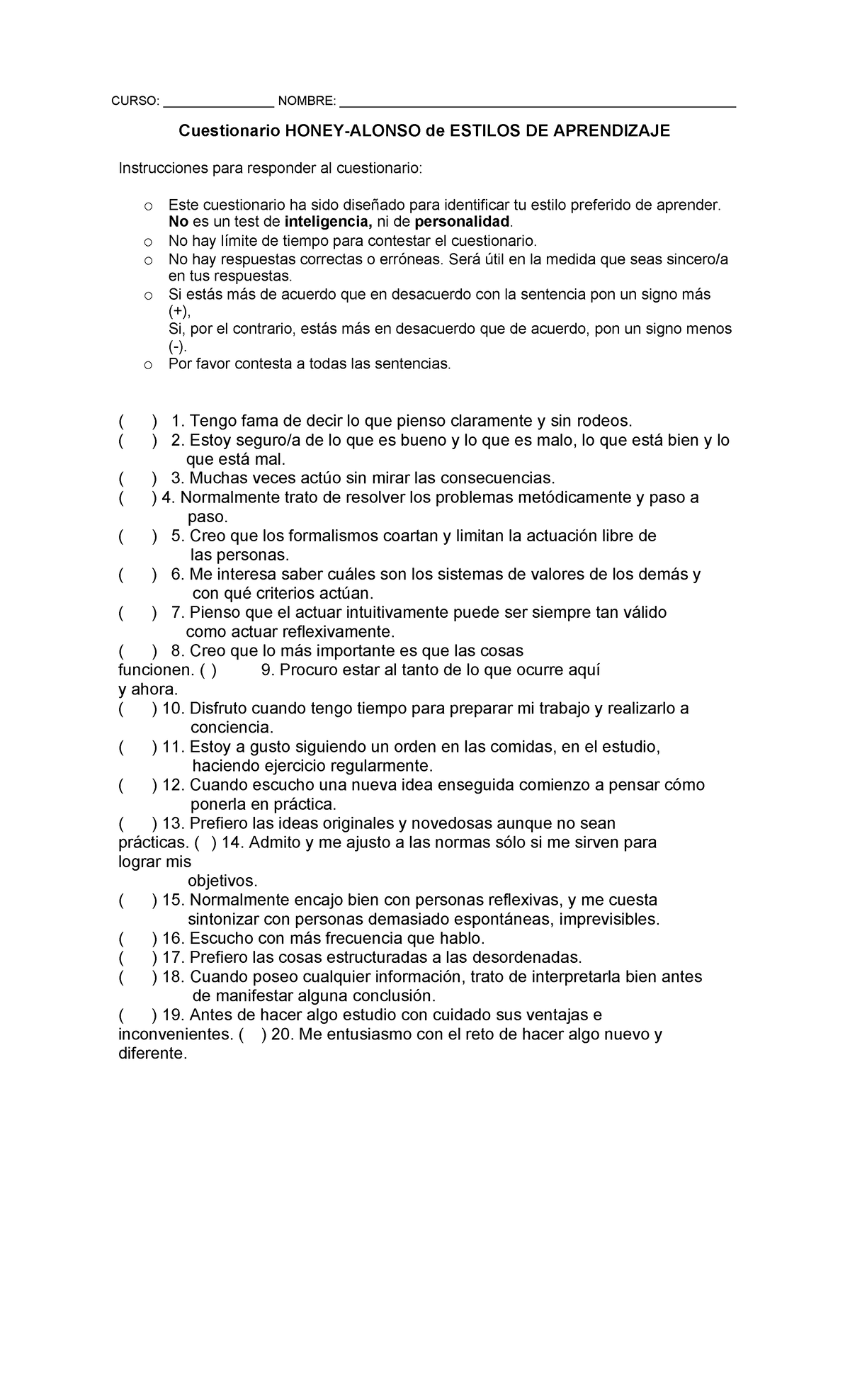 Chaea Cuestionario Honey-Alonso de Estilos de Aprendizaje-convertido ...