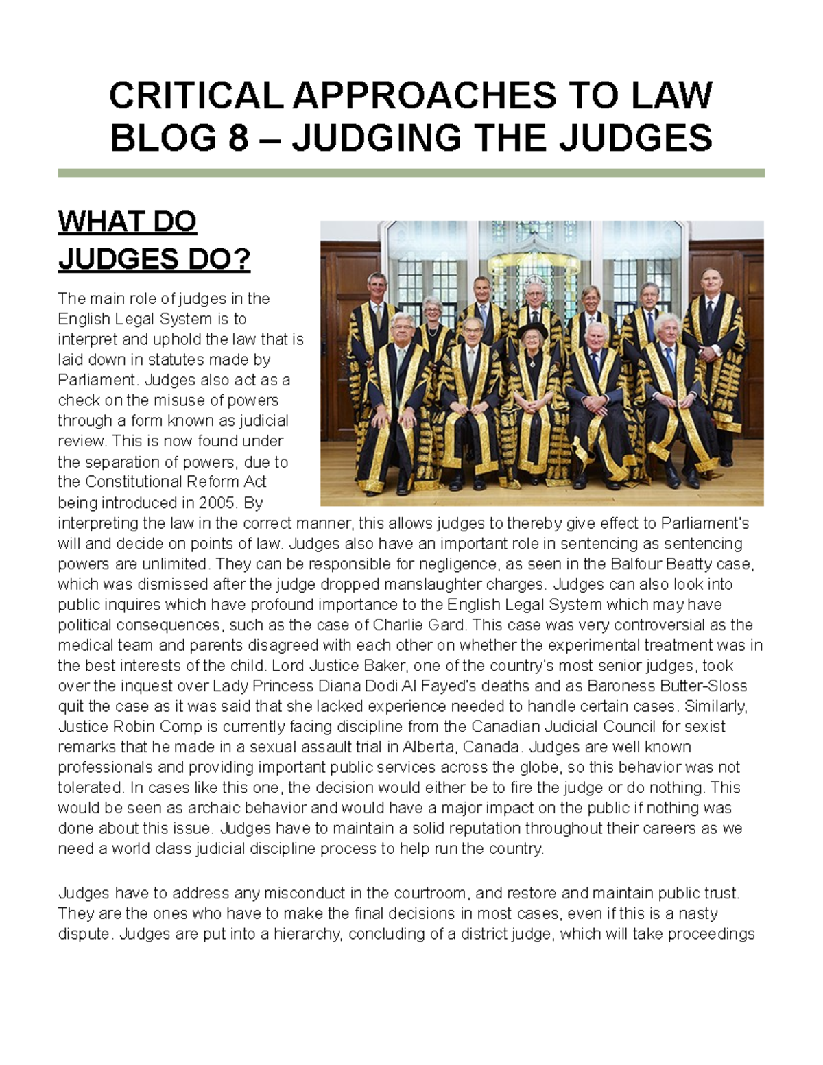 CAL Blog 8 - Judging the Judges - CRITICAL APPROACHES TO LAW BLOG 8 ...
