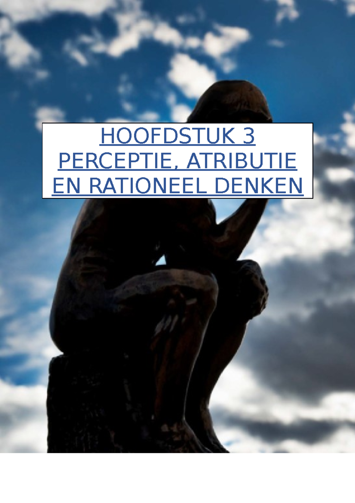 H3 perceptie, attributie en rationeel denken - HOOFDSTUK 3 PERCEPTIE ...
