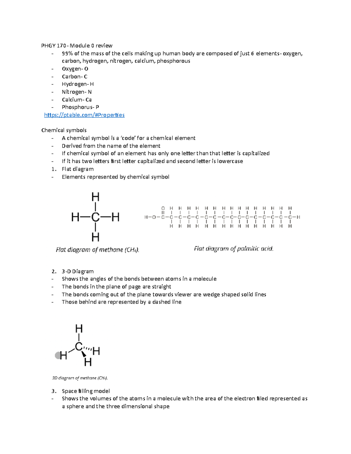 PHGY170- Module 1 - Flat diagram - Elements represented by chemical ...
