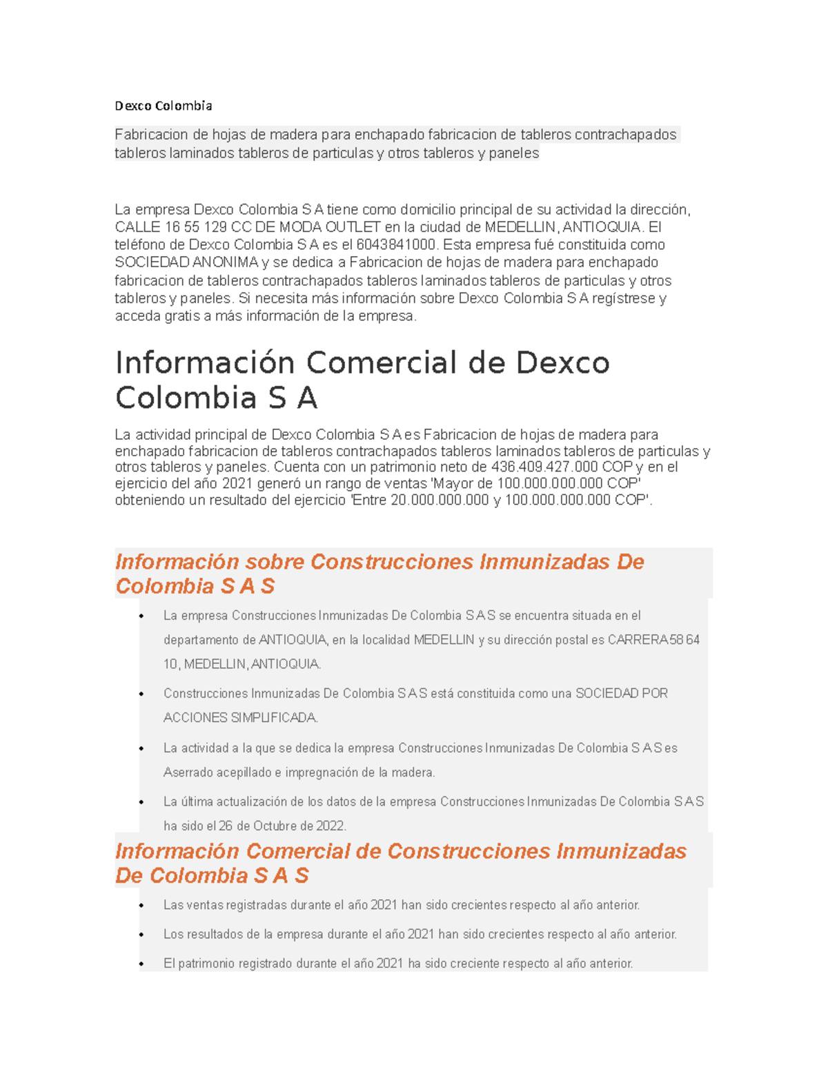 Dexco Colombia - El teléfono de Dexco Colombia S A es el 6043841000 ...