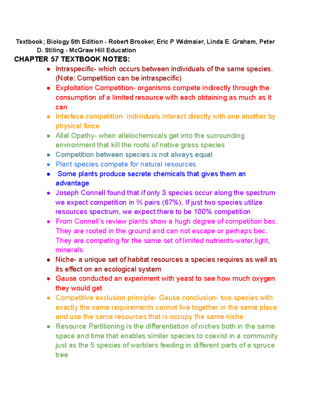 Textbook; Biology 5th Edition - Mc Graw Hill Education CHP 57 ...