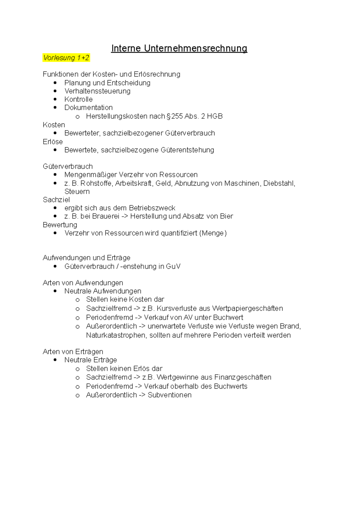 Vorlesung Interne So Se23 - Interne Unternehmensrechnung Vorlesung 1 ...