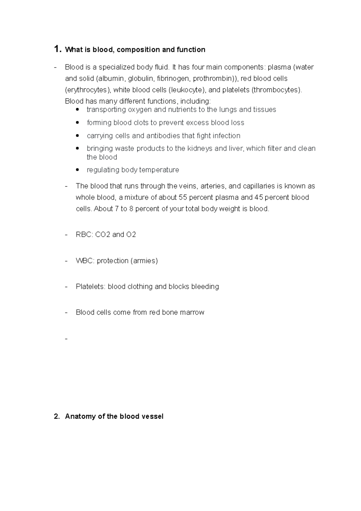 Case 3 - Case 3 Homeostasis Organ systems - 1. What is blood ...