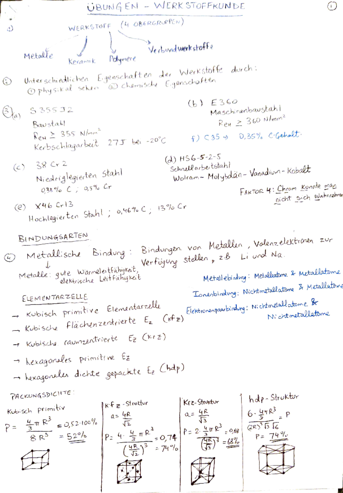 Wekstoffkunde Übungen - UBUNG EN NERK STOF FKUN DDE WERKS TOFF (4 OBERGRUPPEN) Metalle ...
