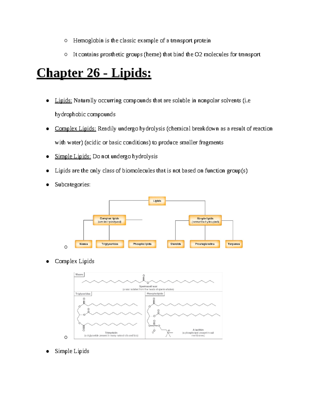 CH26- Lipids - Hemoglobin is the classic example of a transport protein ...