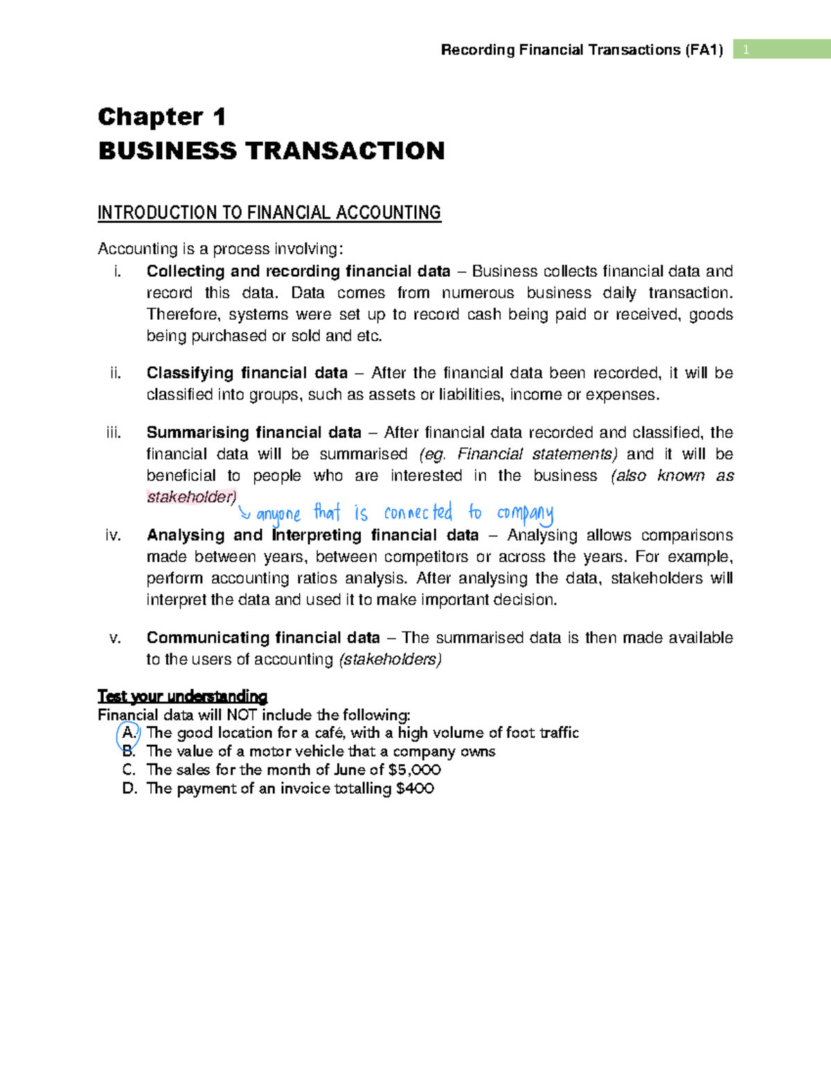 Chapter 1 Business Transaction - Chapter 1 BUSINESS TRANSACTION ...