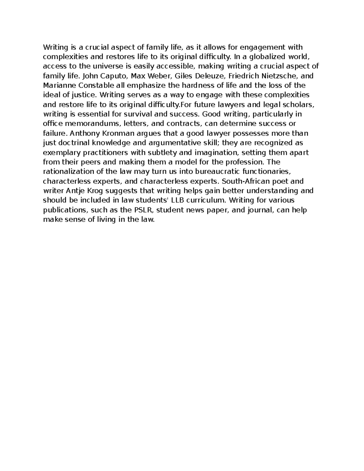 Writing is a crucial aspect of family life - In a globalized world ...