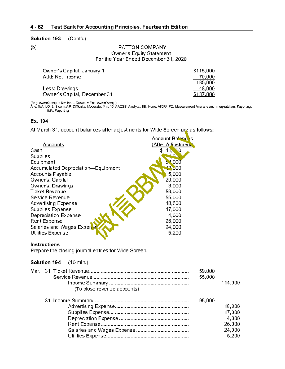 Accounting principles 14th edition by weygandt tb 343 - 4 - 62 Test ...