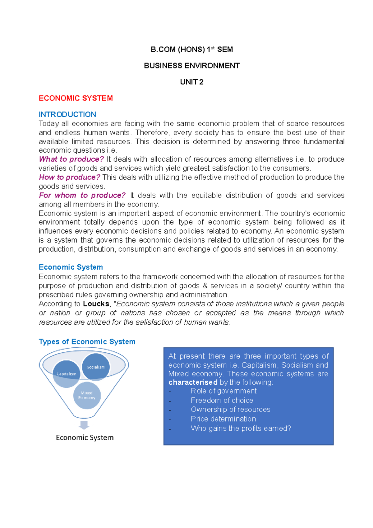 Eco system - concept - B (HONS) 1st SEM BUSINESS ENVIRONMENT UNIT 2 ...