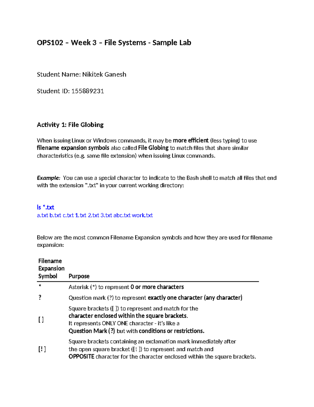 OPS102 - Week 3 - Lab - asdad - OPS102 – Week 3 – File Systems - Sample Lab Student Name ...