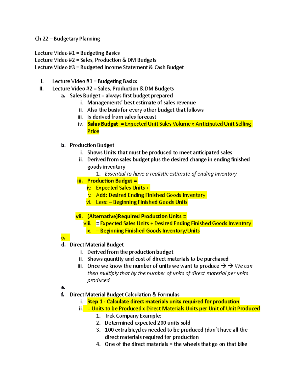 Ch 22 - sadasdas - Ch 22 – Budgetary Planning Lecture Video #1 ...