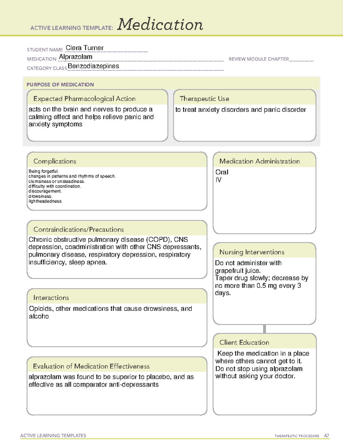 Active Learning Template (Medication)1 - ACTIVE LEARNING TEMPLATES ...