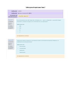 Gestión en procesos de negocio. Examen 3. Semana 3docx - gestión de procesos de negocios - Studocu