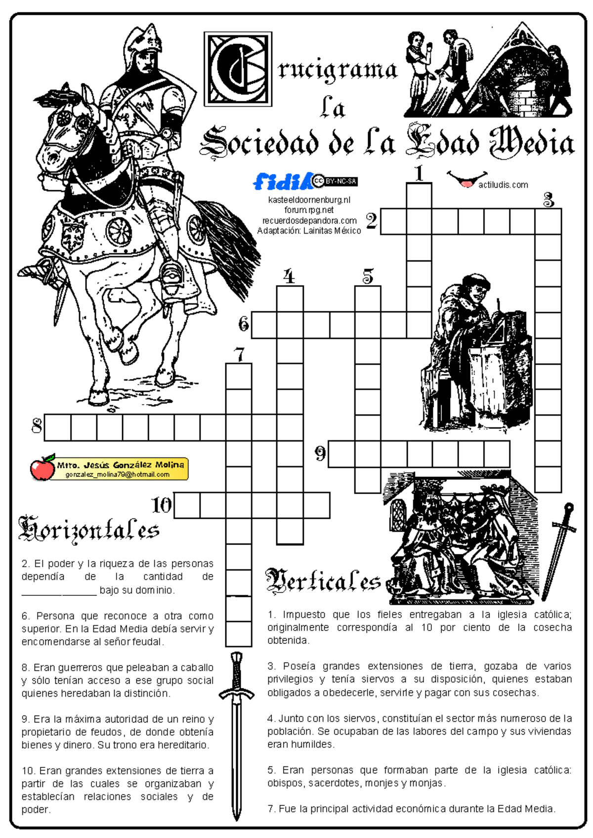 Crucigrama Edad-Media - Impuesto que los fieles entregaban a la iglesia ...
