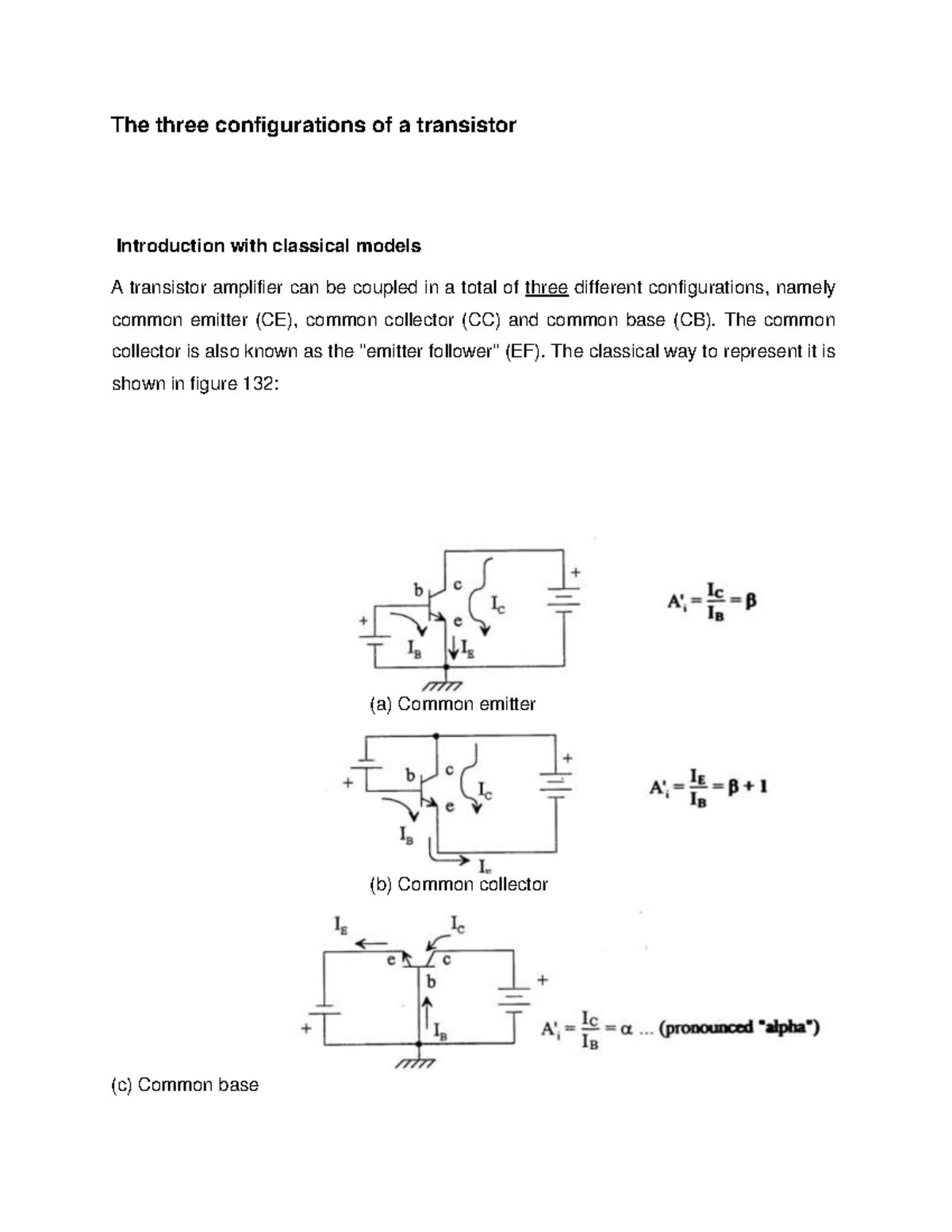 The three configurations of a transistor - The three configurations of a transistor Introduction ...