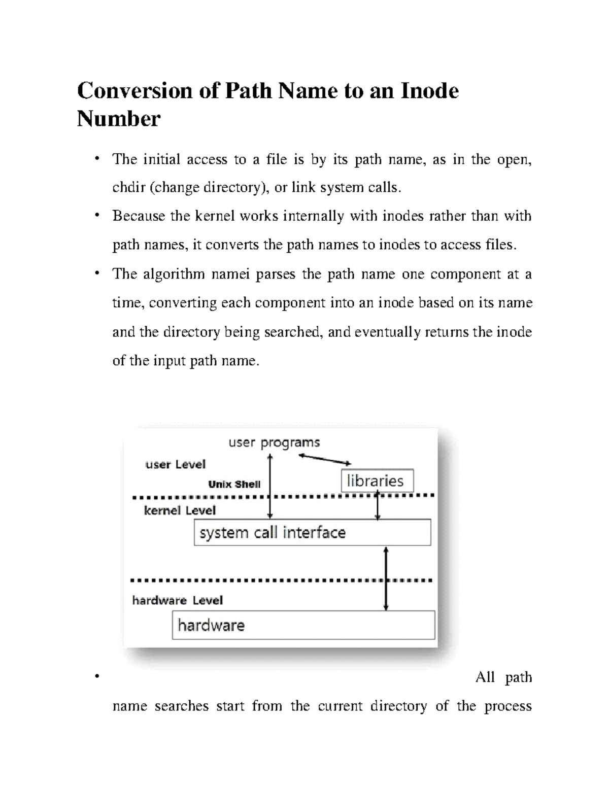 Conversion of Path Name to an Inode Number - Conversion of Path Name to ...