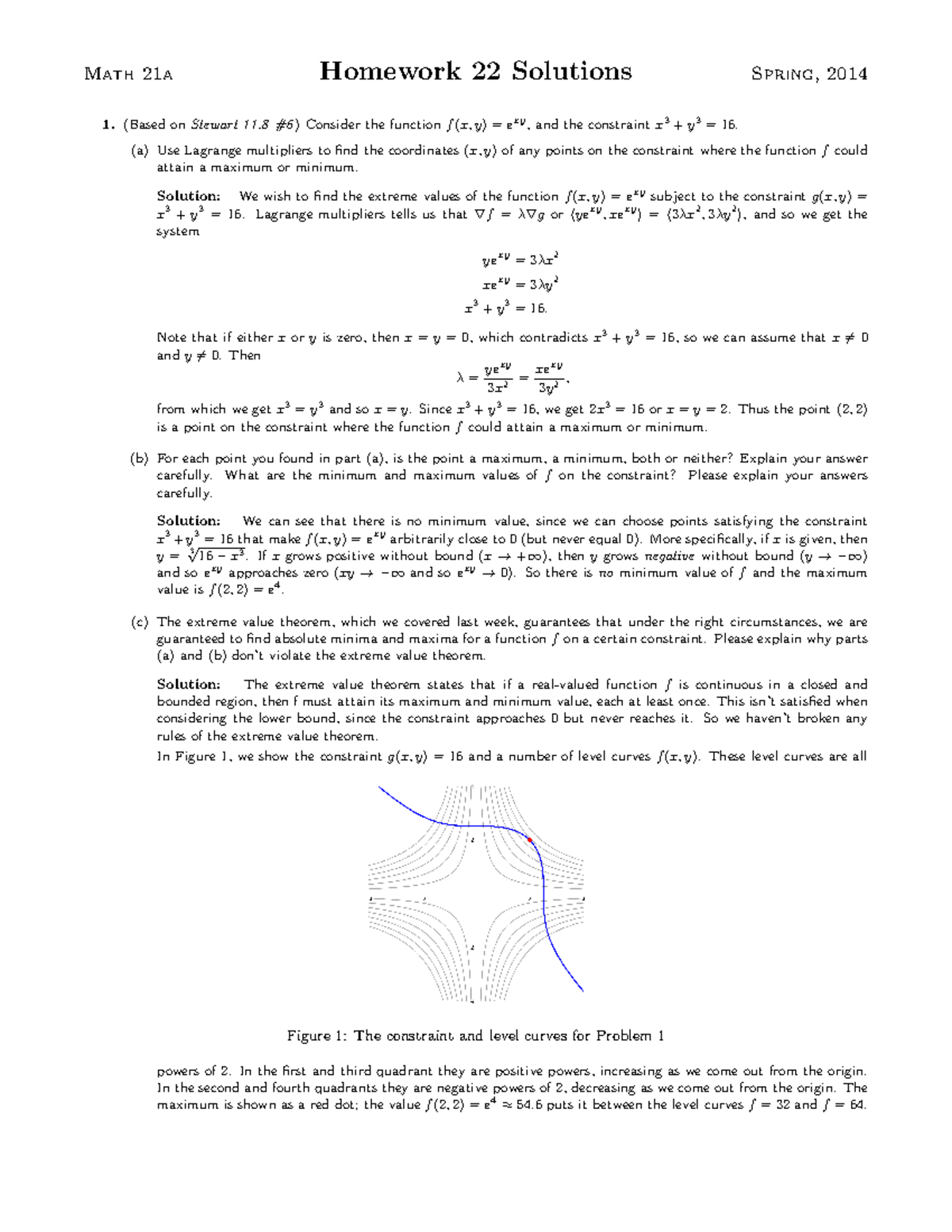 Homework 22-solutions S14 - Math 21a Homework 22 Solutions Spring, 2014 ...