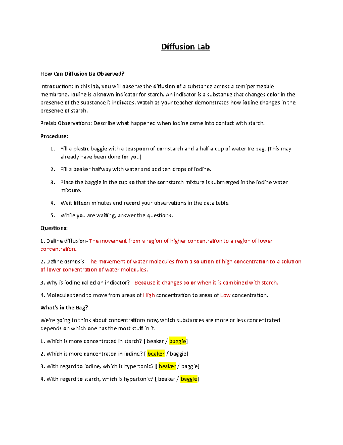 Diffusion Lab 1 - Diffusion Lab How Can Diffusion Be Observed ...