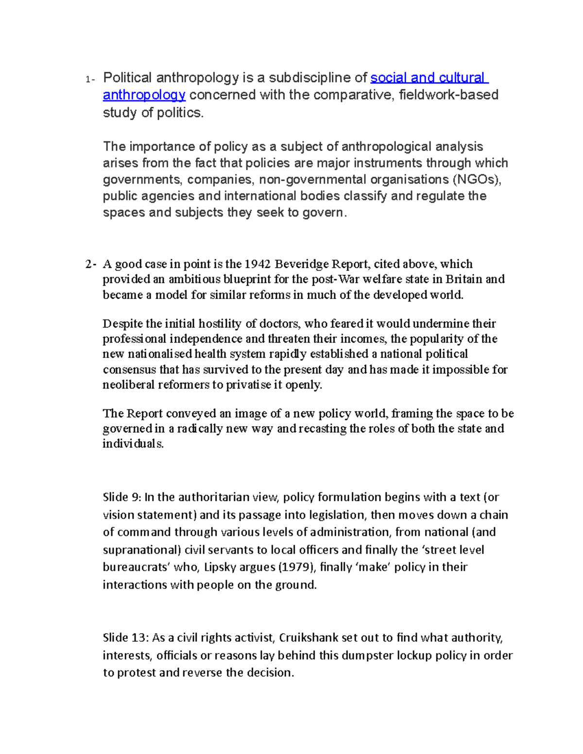 Political anthropology - The importance of policy as a subject of ...