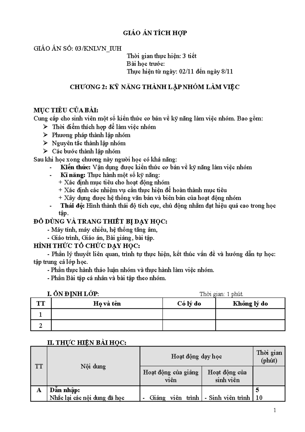 Giao an tich hop 3 - huỳnh khương an - GIÁO ÁN TÍCH HỢP GIÁO ÁN SỐ: 03 ...