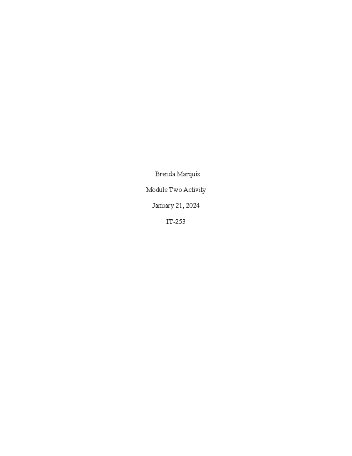 Module two project - Brenda Marquis Module Two Activity January 21 ...
