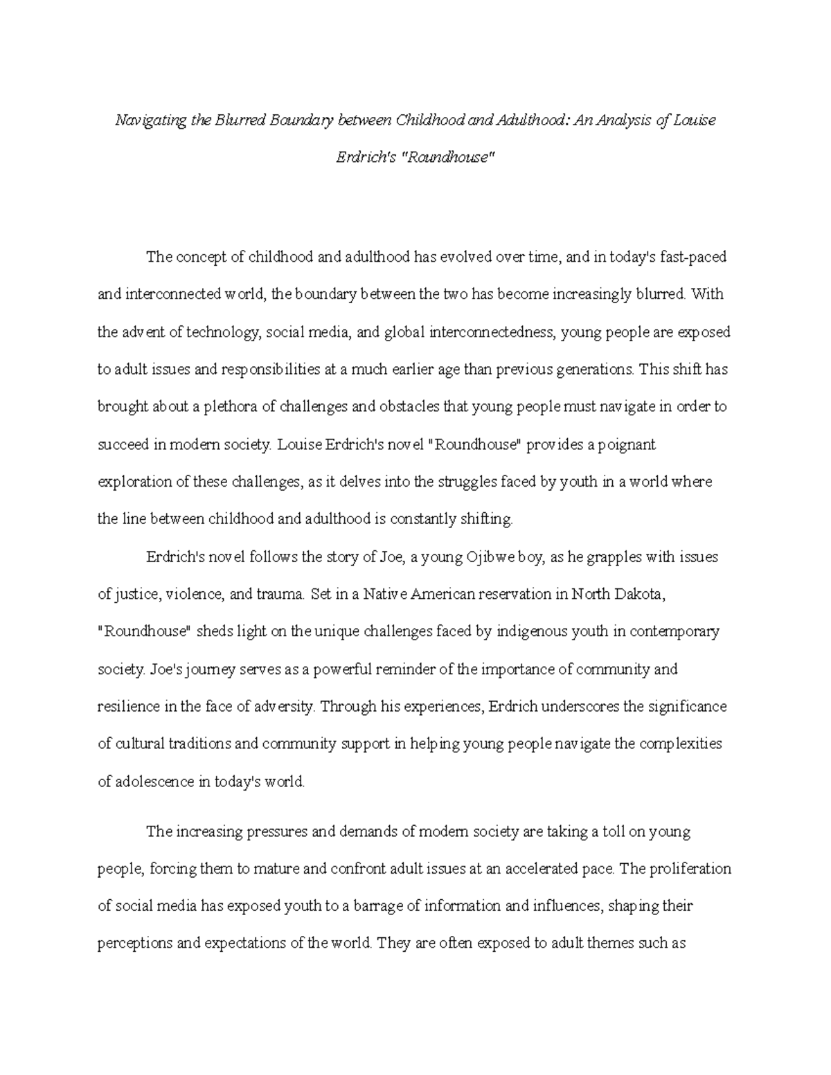 Research Paper - Navigating the Blurred Boundary between Childhood and ...