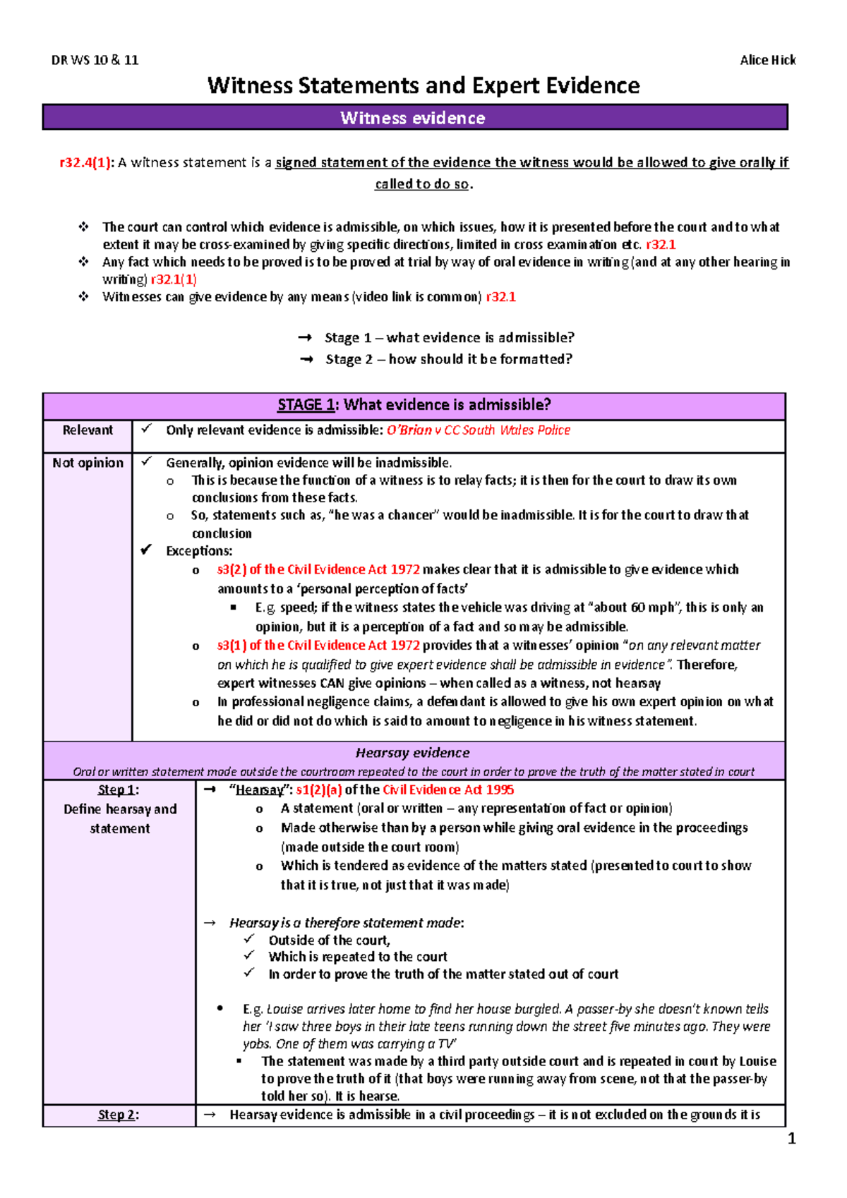 DR WS10 11 - Dispute Resolution WS 10_11 - Witness Statements and ...