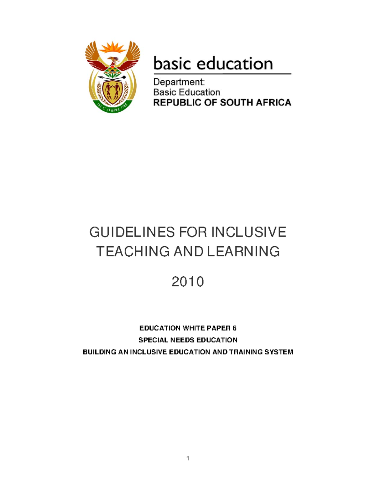 1. Guidelines FOR Inclusive teaching and learning - GUIDELINES FOR ...