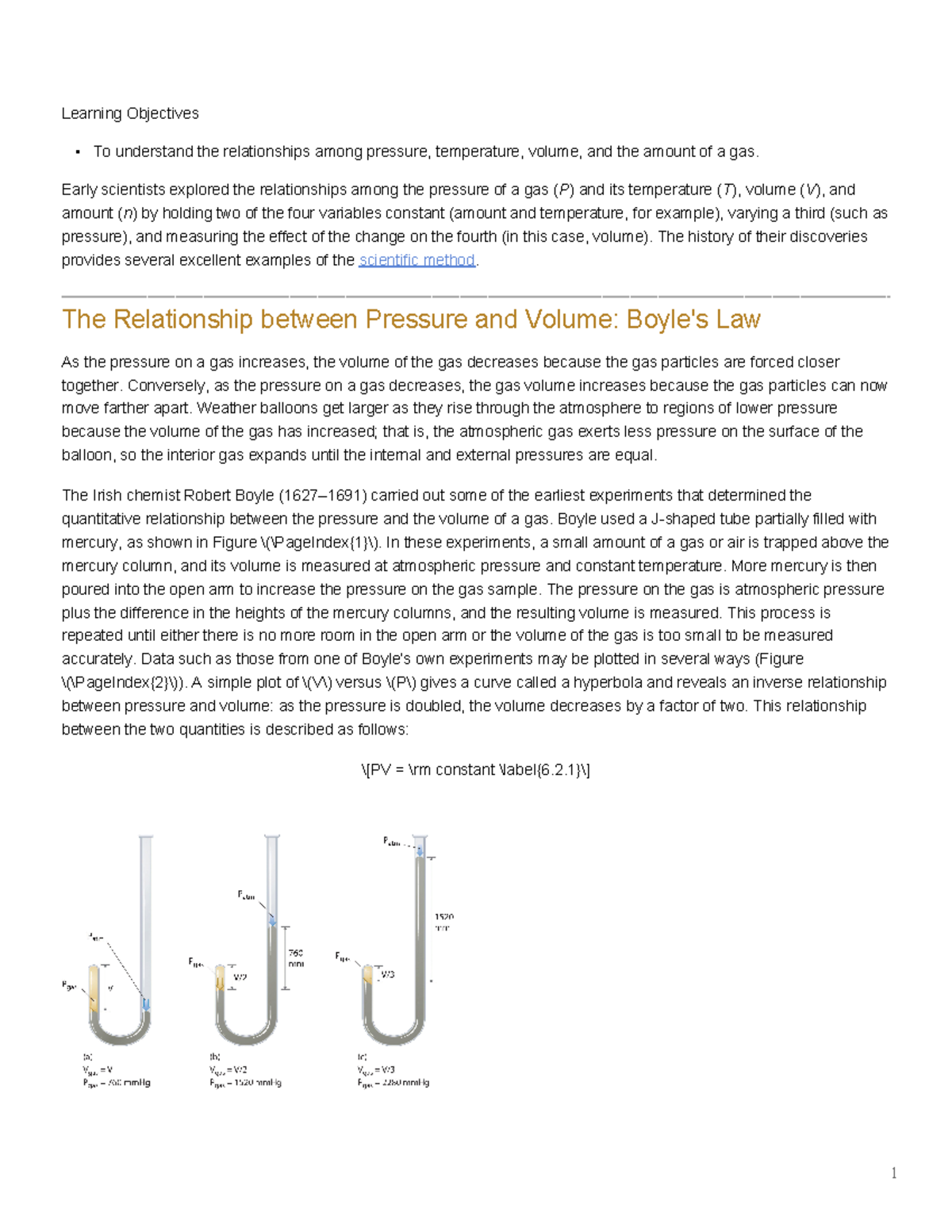 6.3 Relationships among Pressure, Temperature, Volume, and Amount ...