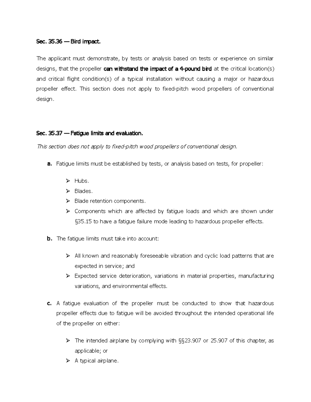 Sec. 35.36 — Bird impact - Sec. 35. 36 — Bird impact. The applicant ...