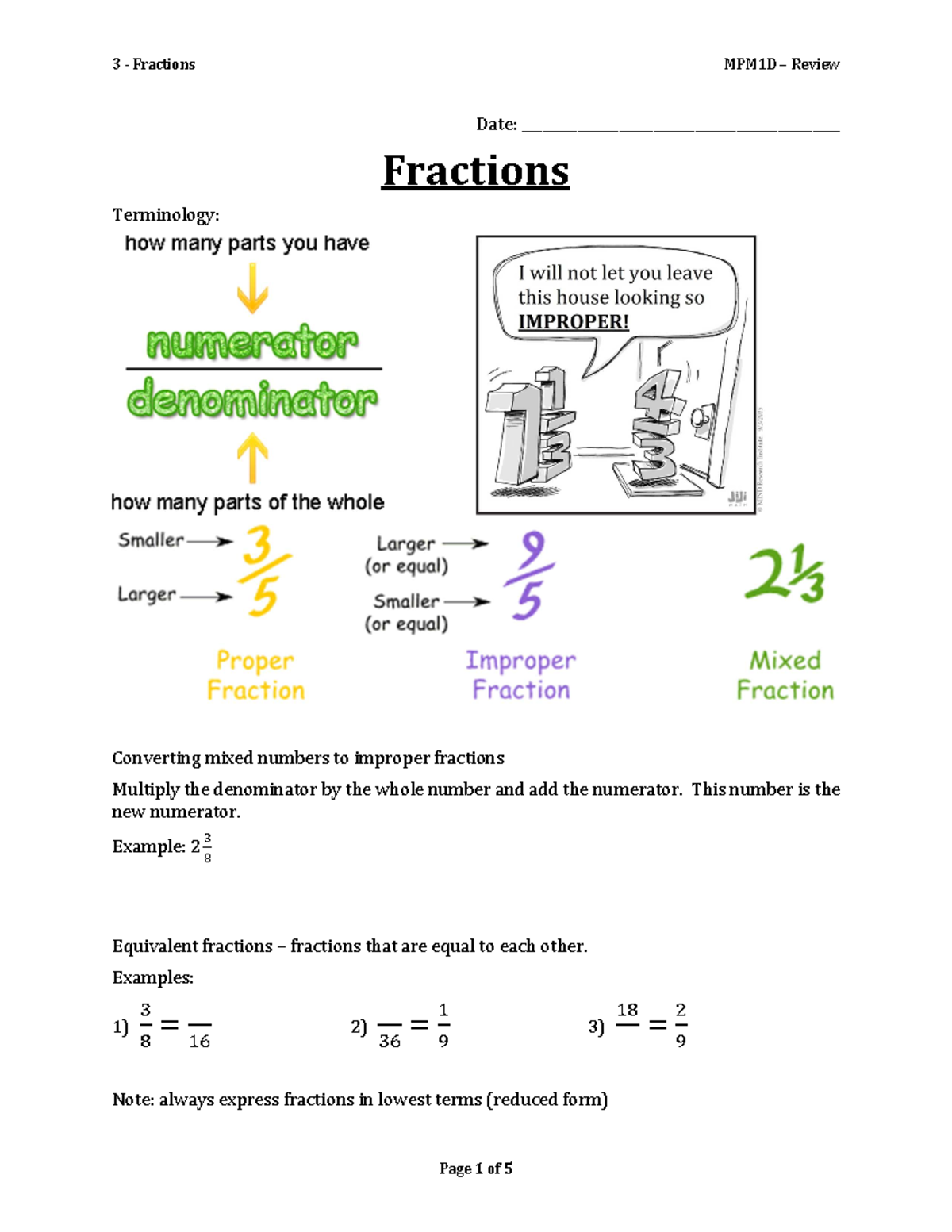 03 - Fractions - Notes - Date ...
