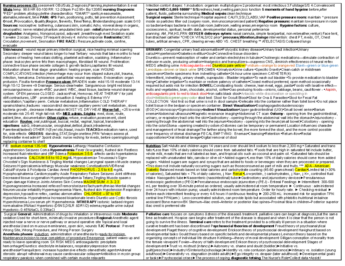 Fundamentals of nursing - Nursing process: (5) ssessment OBJ/Subj ...