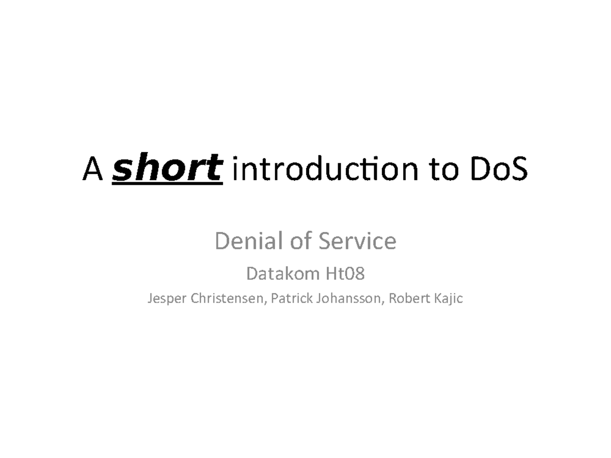 Introduction to DOS - Lecture Notes - A short introduction to DoS ...